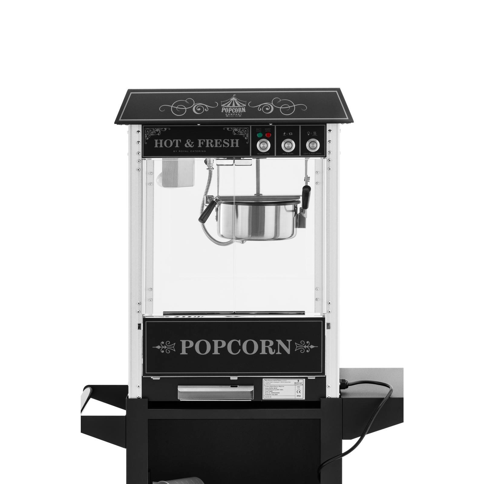Popcorn Machine with trolley - Retro design - 150 / 180°C - black ...