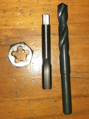 UNS 15/16" X 20 RH HSS HAND TAP + HSS ANSI Die nut+ tapping drill ...