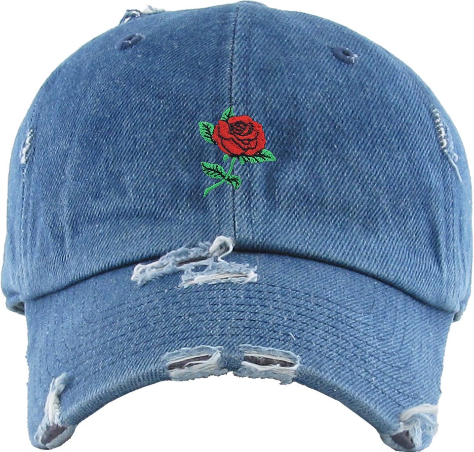 Rose Embroidery Dad Hat Baseball Cap Unconstructed Cotton | eBay