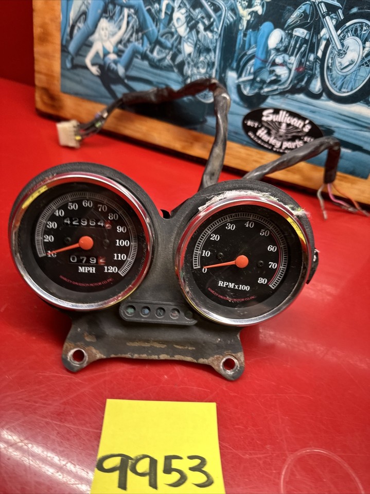 Harley 1994 Dyna Convertible Gauge Dual Speedo Speedometer Tach ...