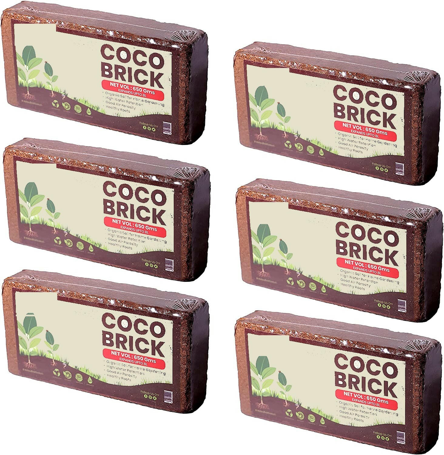 COCO COIR BLOCK | 650 GMS |3.5kg | 5 KG| ORGANIC | COCONUT FIBRE | 100% ...