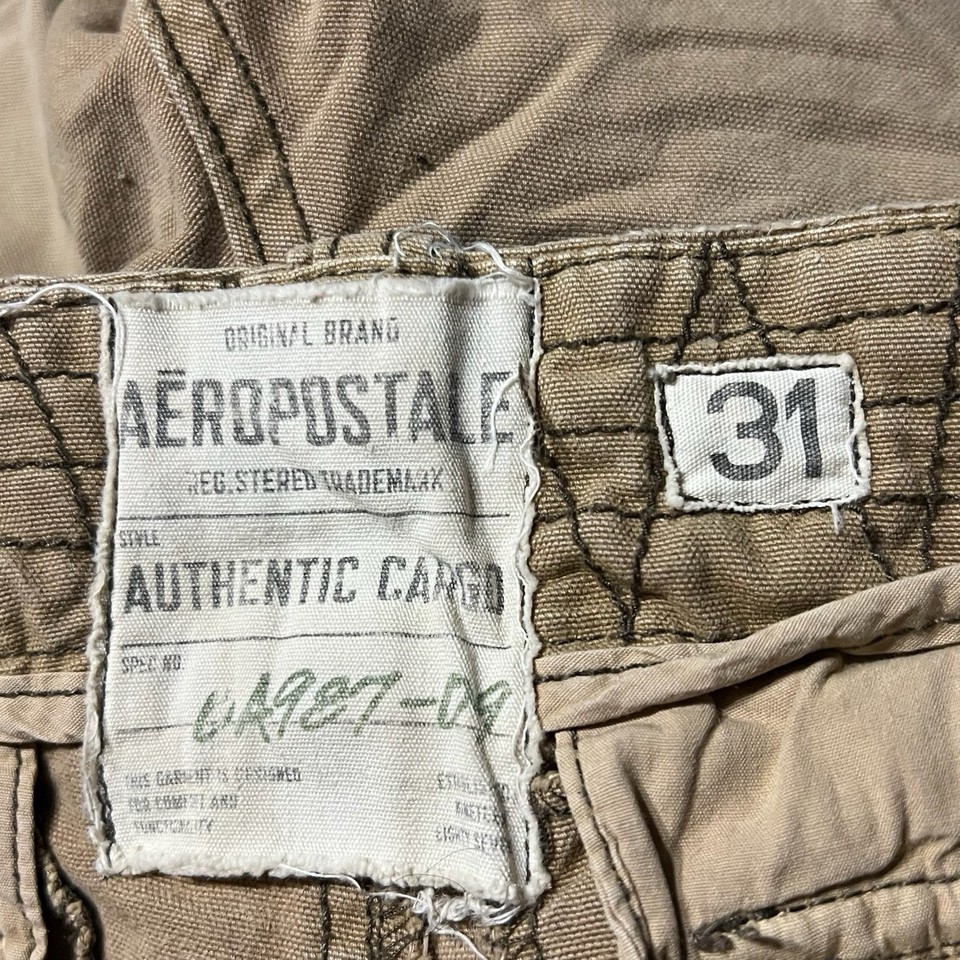 Aeropostale Mens Cargo Shorts 31 Beige Cotton Blend Casual Drawstring ...