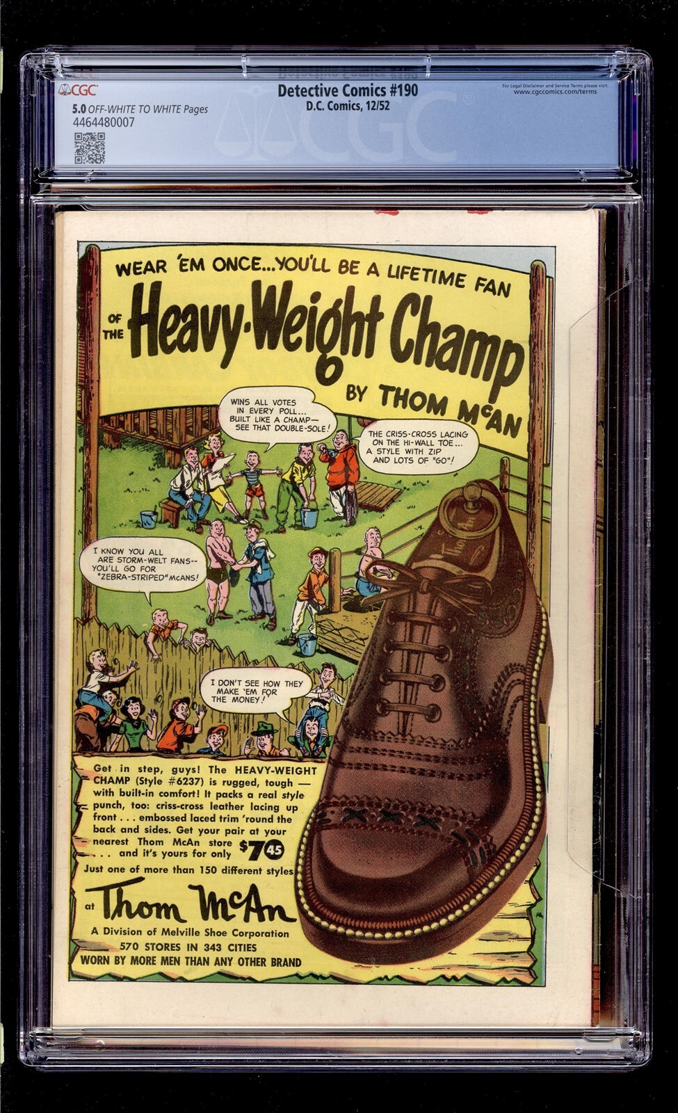 Detective Comics #190 1952 CGC 5.0 VG/FN OW/W High Definition Scans ...