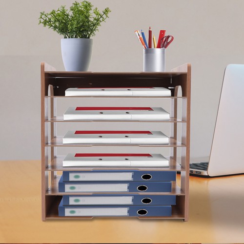 Wood Desktop Organizer Paper File Holder For Home & Office Document ...