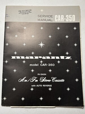 Marantz CAR-350 In-Dash AMFM Stereo Cassette Service Manual Vintage ...