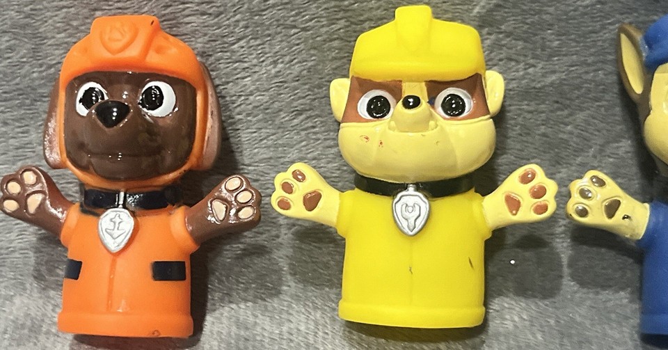 Paw Patrol Dog Rescue Figure Rubber Finger Puppets Bath Toys Set Soft ...