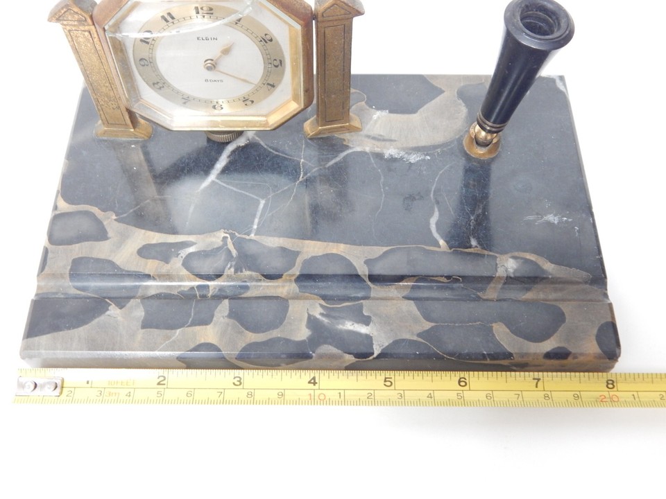 VINTAGE MABLE ELGIN CLOCK FOUNTAIN PEN DESK BASE. FOR RESTORE/PARTS. | eBay