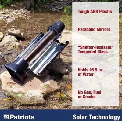 4Patriots Sun Kettle Boil Water Without Fuel Or Flame Off Grid 16.9 Oz ...