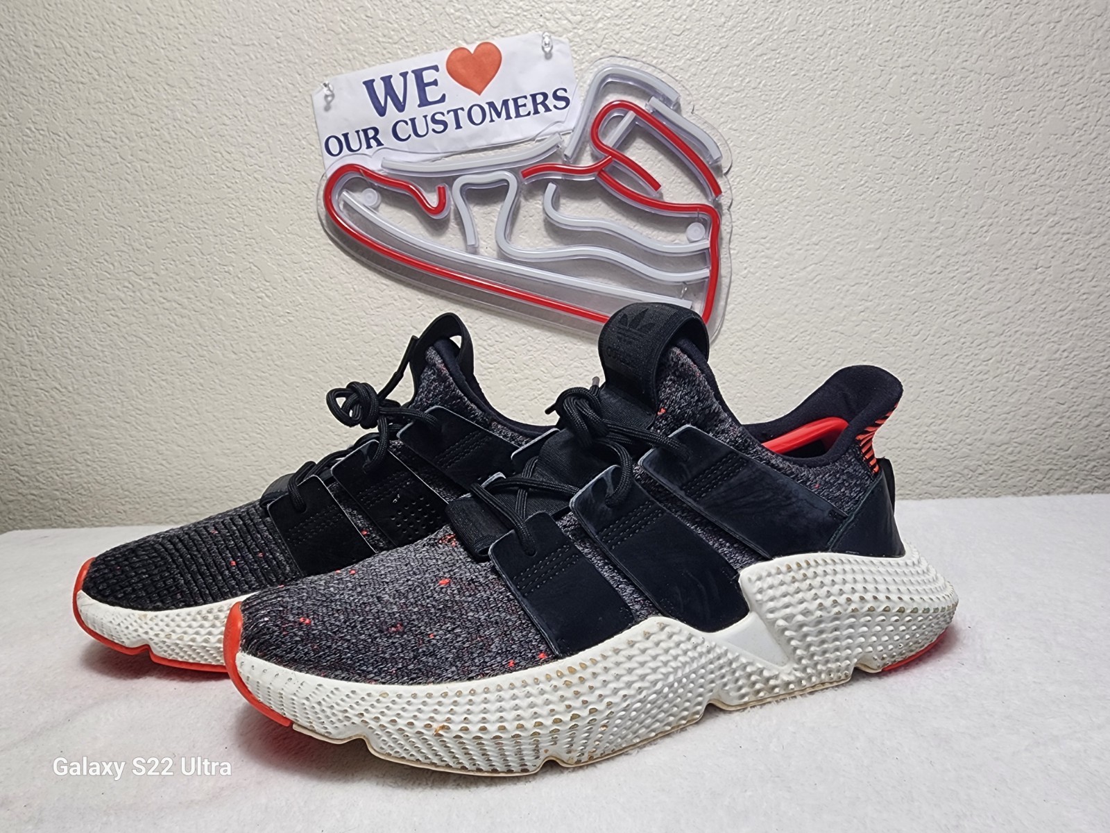 ADIDAS Men's Shoes Prophere Mesh Running Black Solar … - Gem