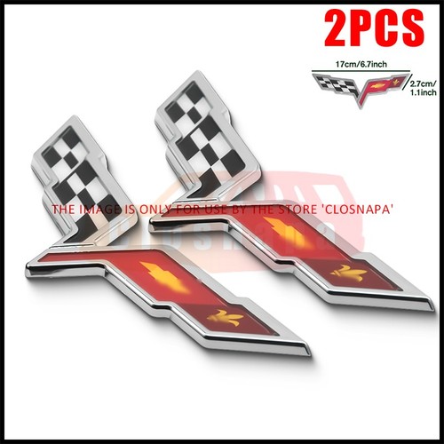 3D Raised Badge Decal Front/Rear Crossed Flags Emblems For C6 Corvette ...