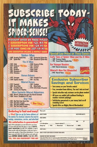 1996 Marvel Comics Subscription Print Ad/Poster Official Spider-Man Pop ...