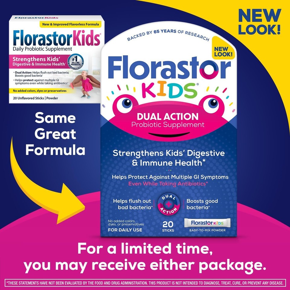 Florastor Kids Dual Action Probiotic Supplement, Strengthens Kids ...