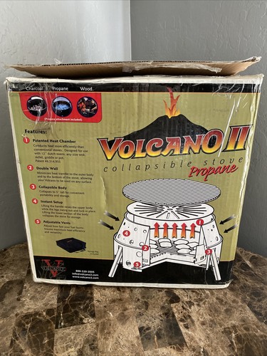 Volcano 2 II Portable Grill Stove Propane Wood Charcoal Collapsible w ...