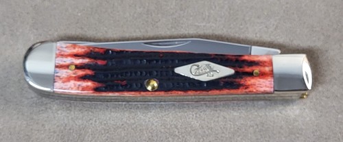 Case XX - 2014 Second Cut Crimson Bone Large Trapper Pocket Knife w ...