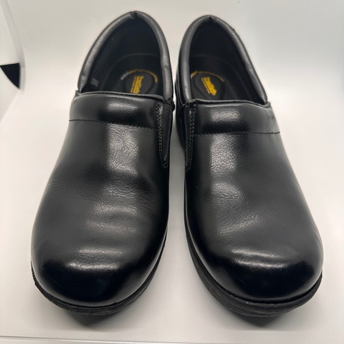 Tredsafe Black Leather Slip Resistant Work Shoes Clogs Anti Fatigue ...
