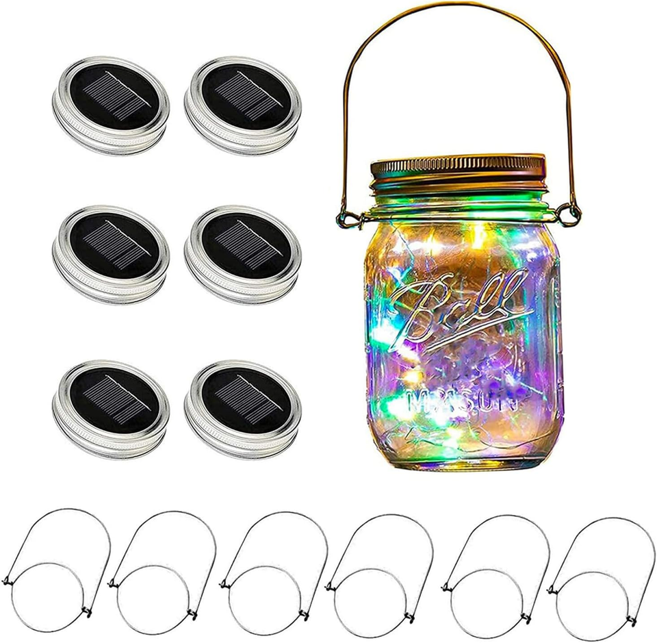 12 Pack Solar Mason Jar Lights, 30 LED Mason Jar Lids Waterproof ...