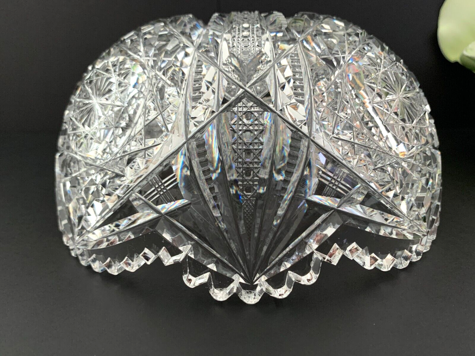 GORGEOUS ANTIQUE AMERICAN BRILLIANT PERIOD CRYSTAL CUT GLASS - 8" BOWL ...
