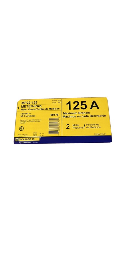 Square D MP22-125 200 AMP 2 meters 125 Amps per Meter OH or UG SAME AS ...