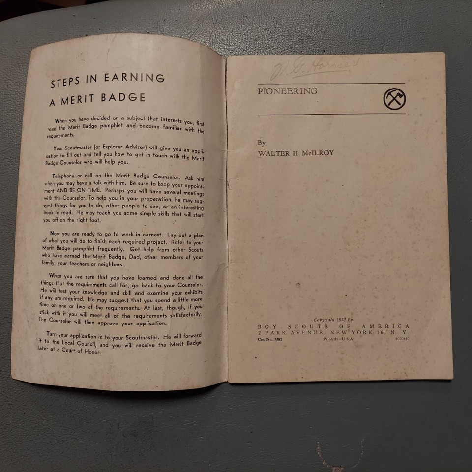 Boy Scouts of America Merit Badge Series Pamphlet Pioneering 1942 | eBay