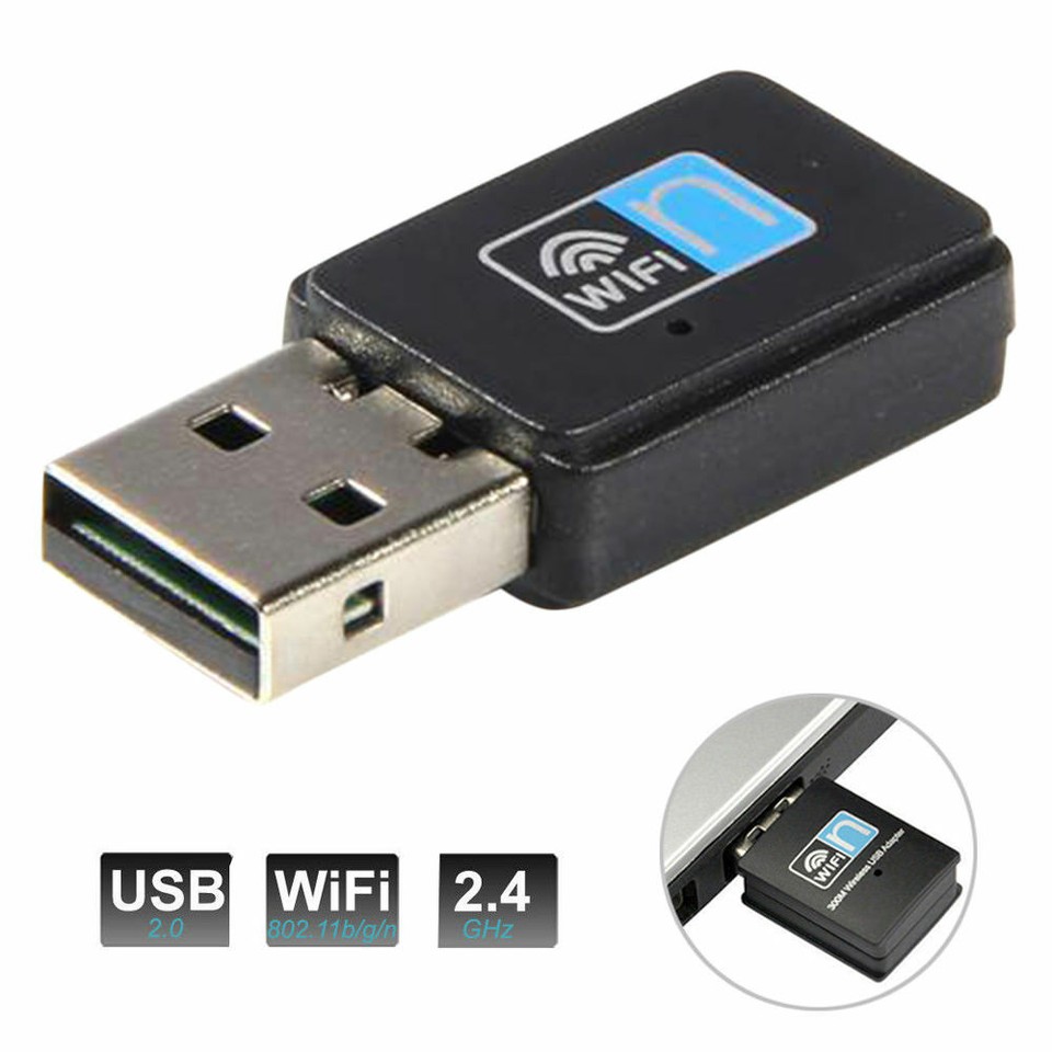 USB Wifi Adapter Dongle 300Mbps Wireless Lan Internet for Desktop PC ...