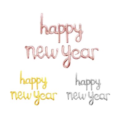 Air-Filled Lowercase Cursive Letter "happy new year" Backdrop Balloon ...