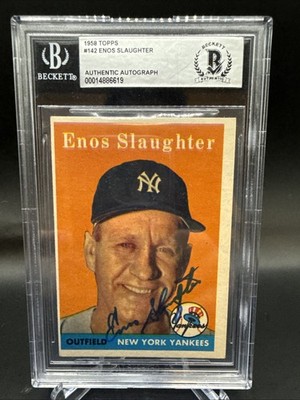 Enos Slaughter Beckett BAS AUTH Signed 1958 Topps Autograph YANKEES! | eBay