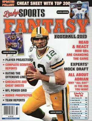2013 LINDY'S NFL FANTASY FOOTBALL MAGAZINE AMAZING CONDITION AARON ...