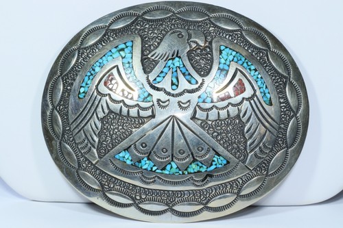 J NEZZIE Navajo Mosaic Turquoise Eagle Belt Buckle | eBay