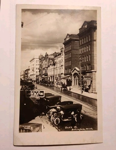 BELLINGHAM, WA Postcard Dock St. The Leopold Hotel Trolley Cars Real ...