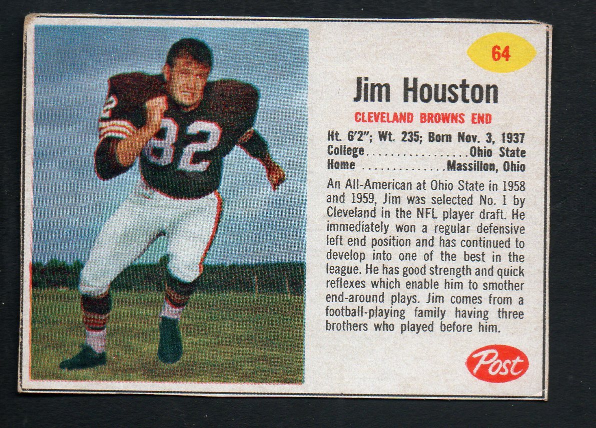 1962 Post Football Card #64 Jim Houston-Cleveland Browns. | eBay