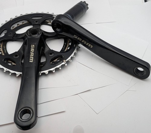 SRAM DOUBLE CRANKSET BLACK 172.5 BB30 36 / 46T CHAINRINGS 110 BCD 10/ ...