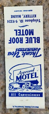 Matchcover Kittery Maine Blue Roof Motel | eBay