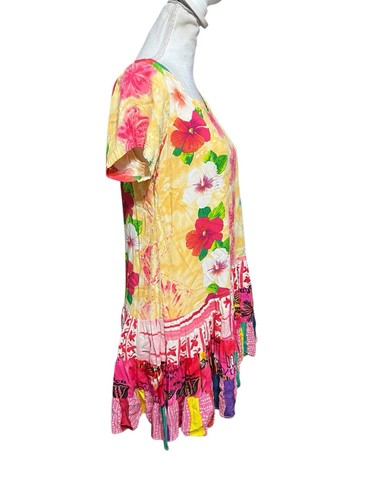 Jams World Hawaiian Colorful Floral Rayon HATTIE Short Dress M Beachy ...