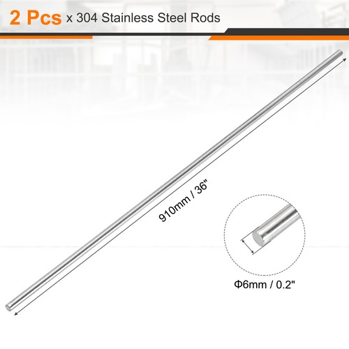2Pcs 304 Stainless Steel Rods 6mm x 910mm Round Metal Solid Rod | eBay