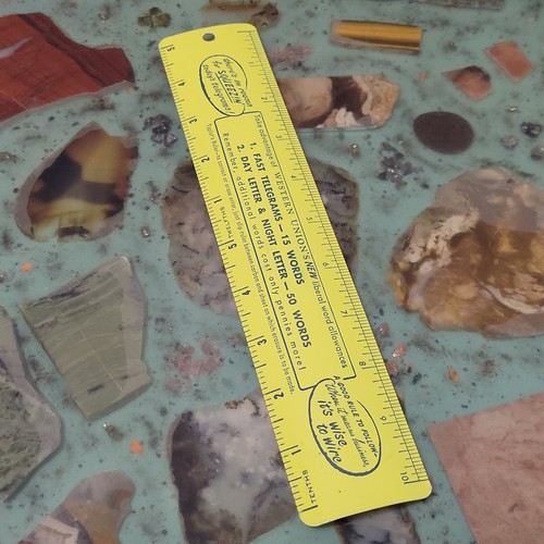 Vintage Yellow WESTERN UNION TELEGRAM Metal Advertising Typist's Ruler ...