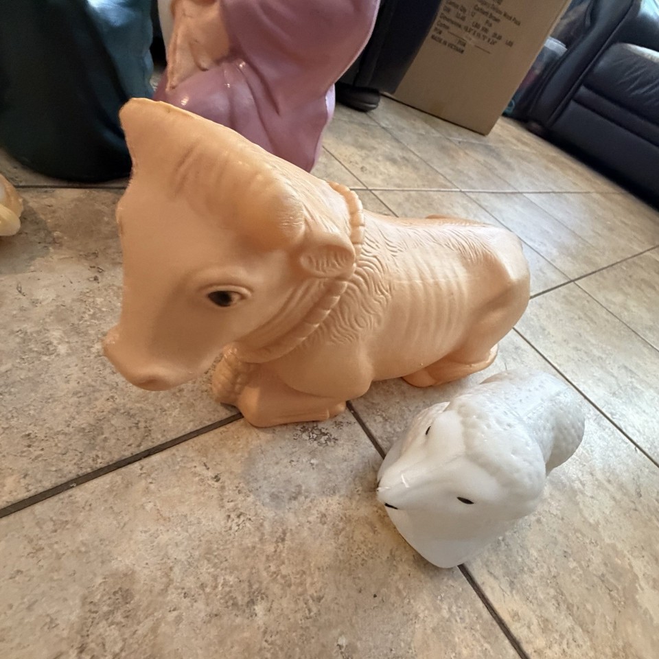 Vintage Christmas Nativity Scene Blow Mold Set General Foam Plastics 12 ...