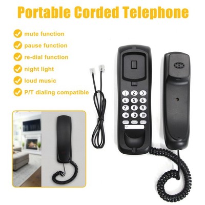 Telephone Desktop Corded Landline Mini Phone For Hotel Office Home Wall ...