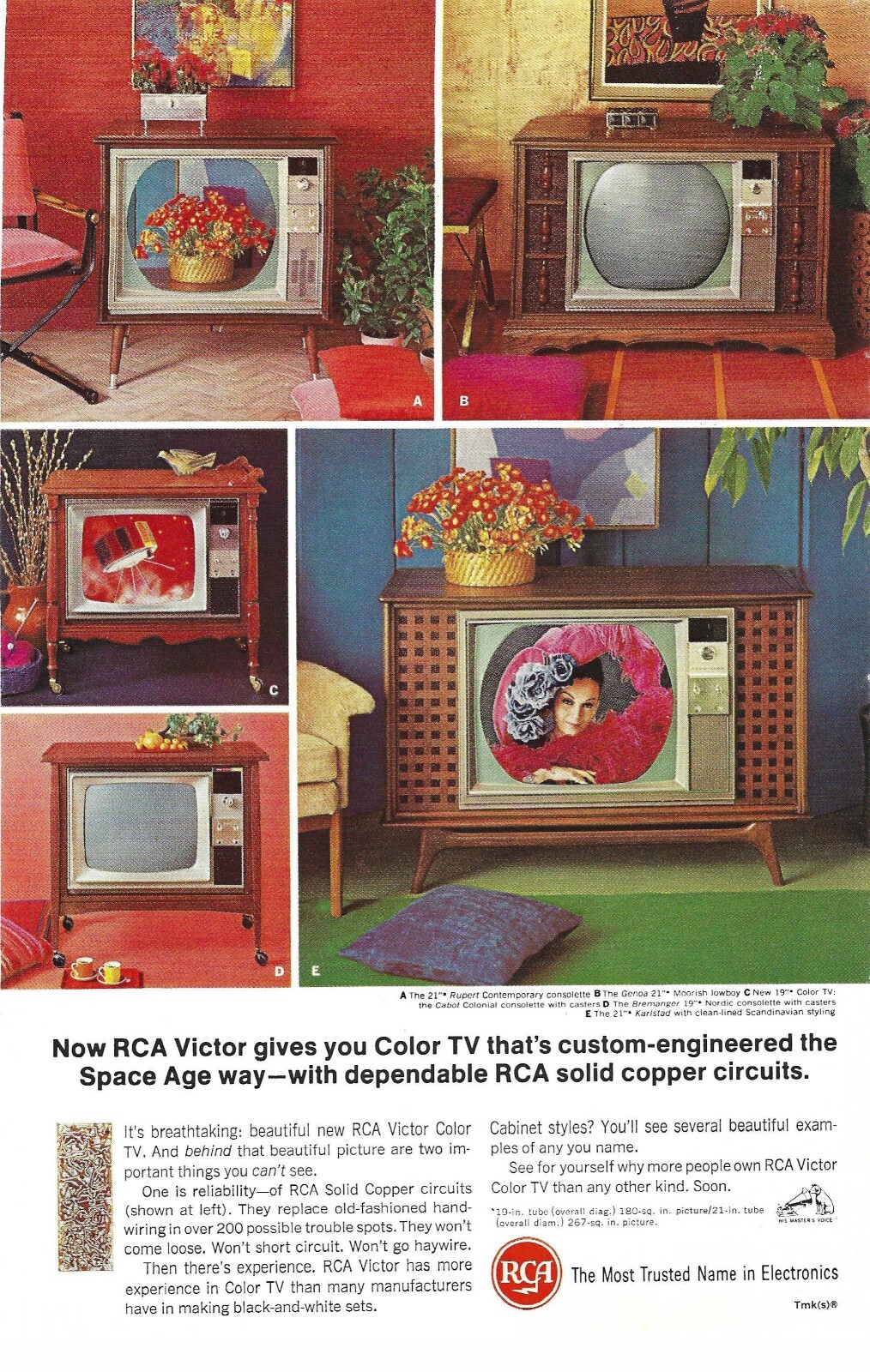 1966 RCA Color Television Vintage Print Ad Ephemera TV | eBay