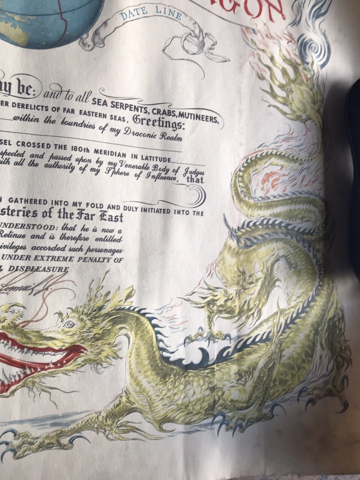 Vintage Navy Domain Of The Golden Dragon Unused Document 1951 Military ...