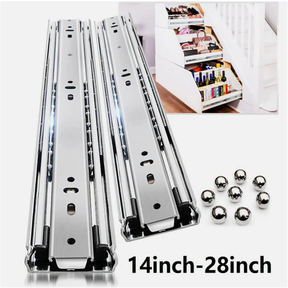 Drawer Runners Ball Bearing Kitchen Rails Slides Rail Replacement 17mm ...