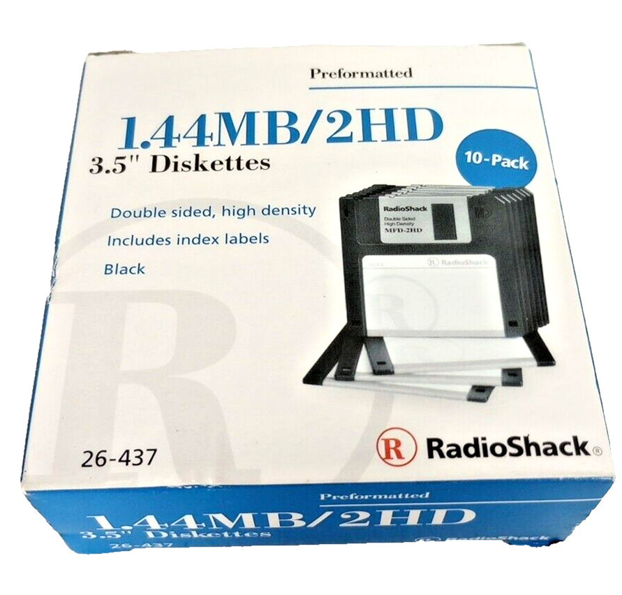 New Radio Shack 3.5" Floppy Disks Diskettes 8pk Pre-Formatted 1.44MB ...