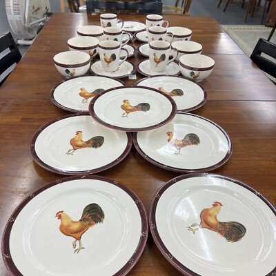 Set of Vintage Rooster Plates/Bread Plates/Bowls/mugs - Creativetops ...