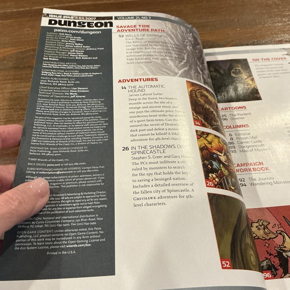 Dungeon Magazine Issue # 148 July 2007 Dungeons And Dragons Spinecastle ...