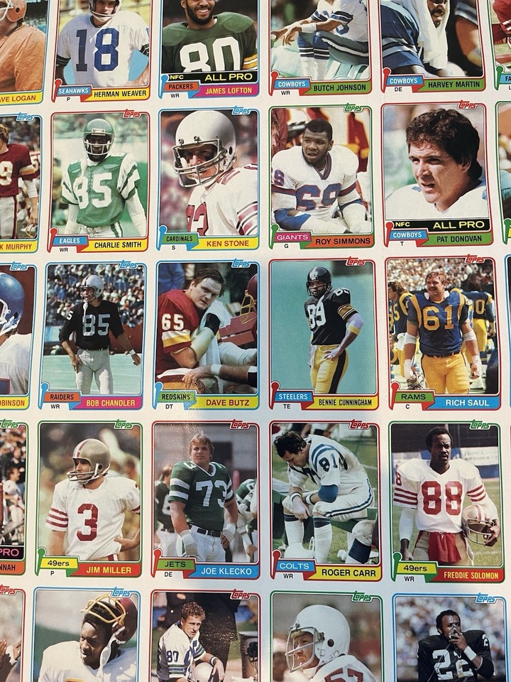 1981 Topps Football NFL Card Uncut Sheet Billy Sims Kellen Winslow Ken ...