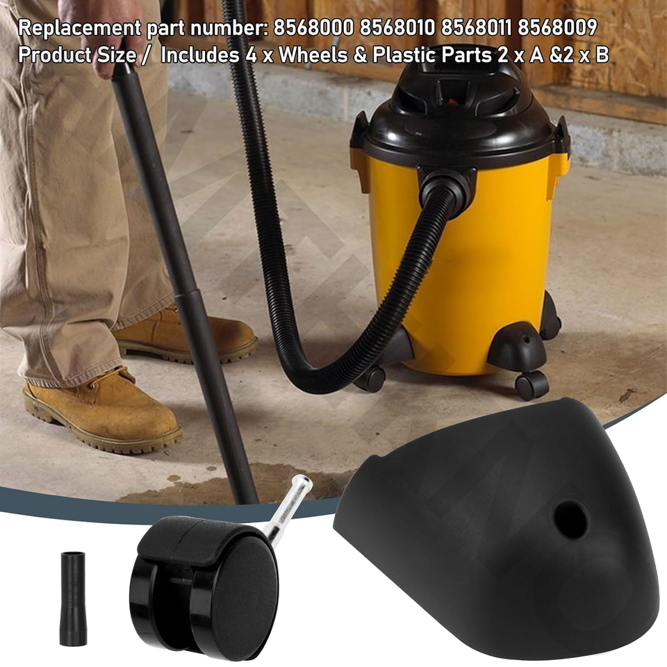 Heavy Duty Caster Wheels with Caster Foot Kit for Shop Vac Vacuum a & B ...