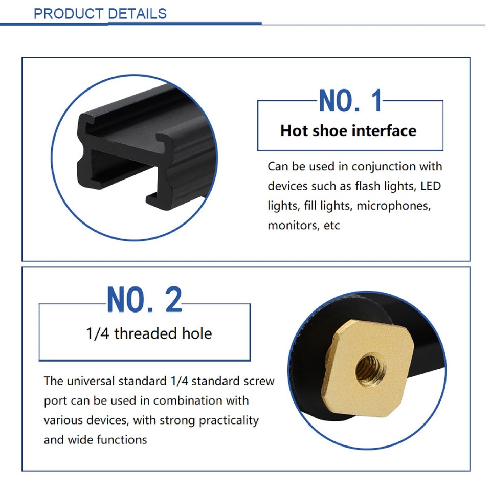 10/20cm Camera Hot Cold Shoe Extension Rail Bracket For Flash LED Video ...