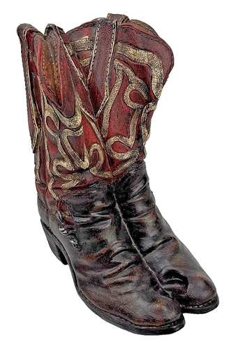 Resin Cowboy Boots Figurine Farmhouse Decoration Piece 9” Tall Attached ...