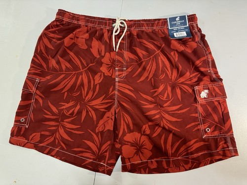NWT Caribbean Joe Size XXL Men's Swim Trunks Elastic Tie 2XL 4 Pockets ...