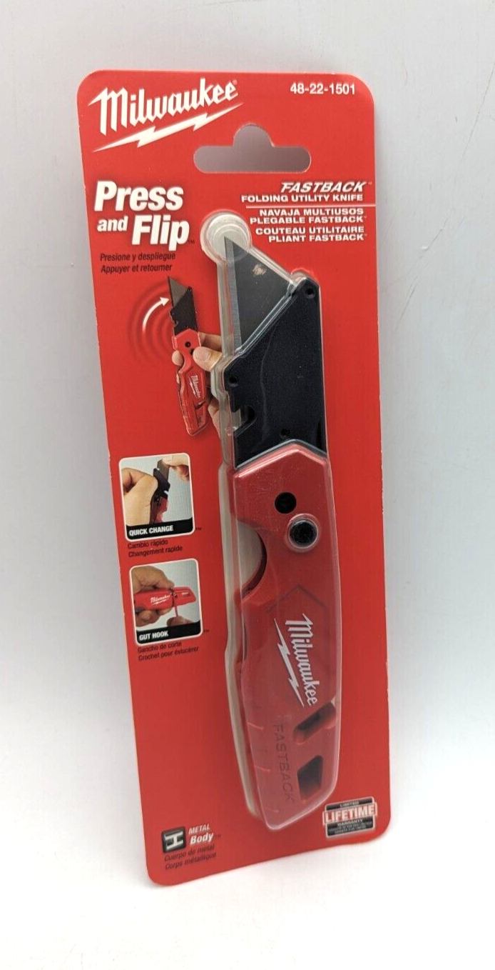 Milwaukee FASTBACK Folding Utility Knife - Red (48-22-1501) for sale ...