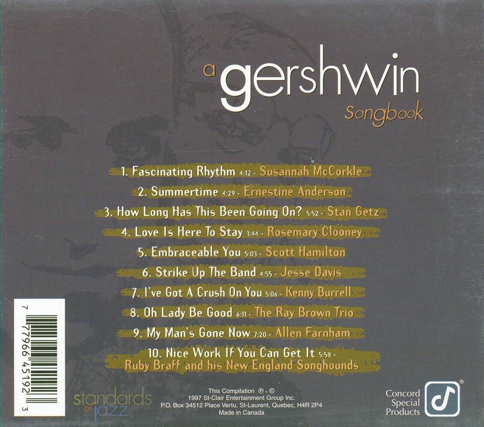 Stan Getz Susannah McCorkle Ernestine Anderson CD - A Gershwin ...